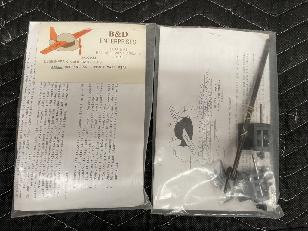 B&D Mechanical retracts – mains only, smaller .40 sized – Aero Composites